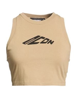 Dsquared2 Khaki Cotton Icon Cropped Top