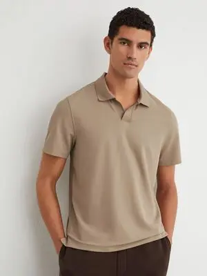 REISS Dover Textured Open-collar Polo Shirt