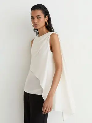 REISS Nyra Silk-blend Draped Sleeveless Top