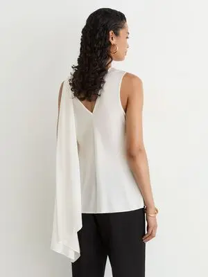REISS Nyra Silk-blend Draped Sleeveless Top