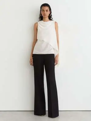 REISS Nyra Silk-blend Draped Sleeveless Top