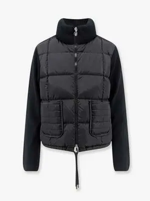 Moncler Nylon Down Jacket With Virgin Wool Inserts - Black