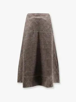 Soeur Janelle Linen Blend Skirt - Brown