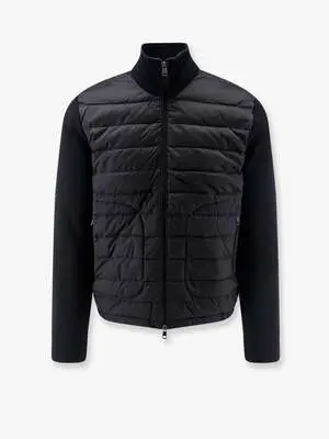 Moncler Down Jacket With Virgin Wool Blend Inserts - Black