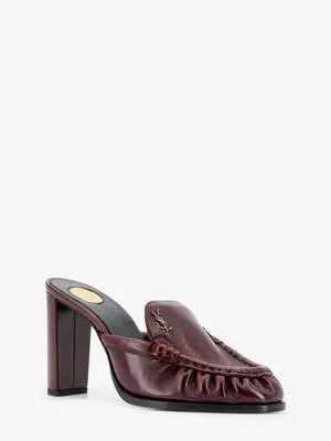 Saint Laurent Le Loafer Leather Sandals With Metal Cassandre Logo
