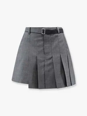 Sacai Pleated Wool Shorts - Grey