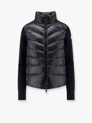 Moncler Down Jacket With Virgin Wool Sleeves - Black