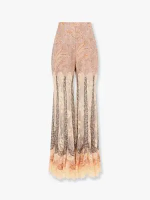 Zimmermann Valiant Panelled Flare Silk Trousers - Pink