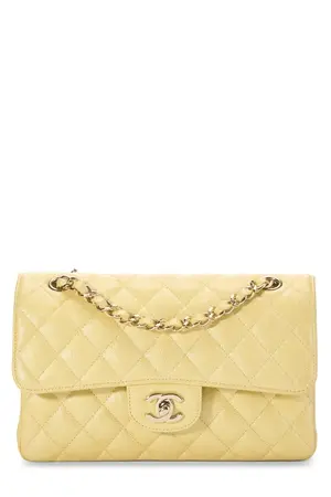 Chanel Iridescent Quilted Caviar Classic Double Flap Small - Yellow