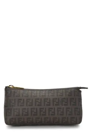 Fendi Zucchino Coated Canvas Pouch - Brown