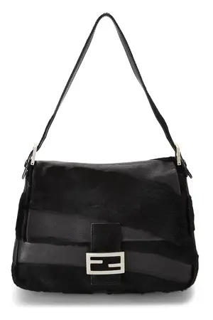 Fendi Leather & Ponyhair Mama - Black