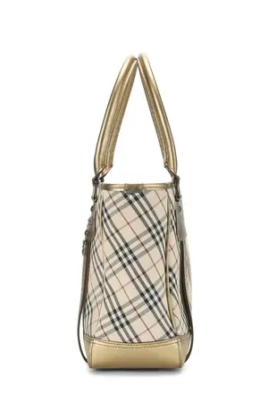 Burberry Jacquard House Check Zip Tote - Gold