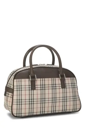 Burberry Jacquard Check Bowler Handbag - Beige