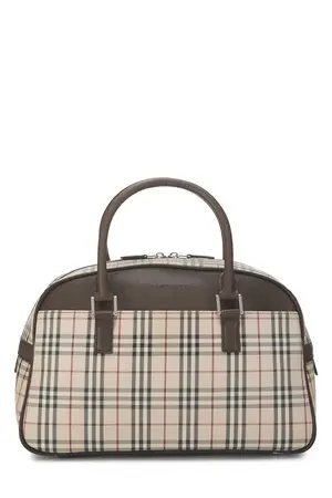 Burberry Jacquard Check Bowler Handbag - Brown