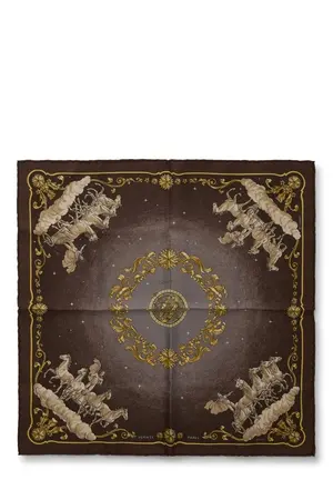 Hermès Multicolor 'cosmos' Silk Pocket Square - Brown