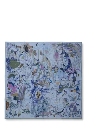 Hermès Multicolor 'emile Et Une Nuit' Silk Scarf 90 - Blue