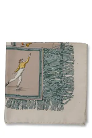 Hermès Multicolor 'les Plaisirs Du Froid' Silk Scarf 90