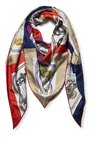 Hermès White & Multicolor Silk 'brides De Gala' Triangle Tpm - Multi
