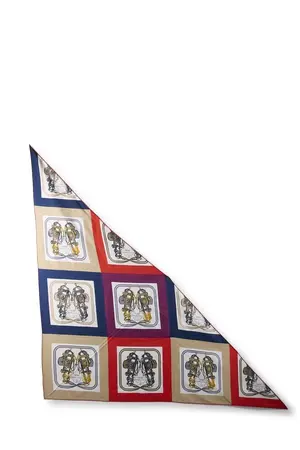 Hermès White & Multicolor Silk 'brides De Gala' Triangle Tpm
