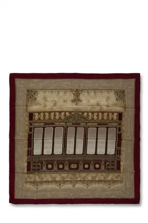 LOUIS VUITTON Multicolor 'les Decors Parisiens Au Xix Siecle' Silk Scarf - Red