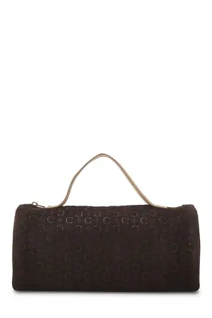 Celine Embossed Suede Barrel Handbag - Brown