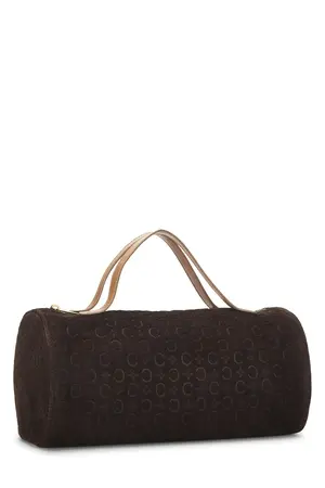 Celine Embossed Suede Barrel Handbag