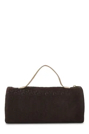 Celine Embossed Suede Barrel Handbag