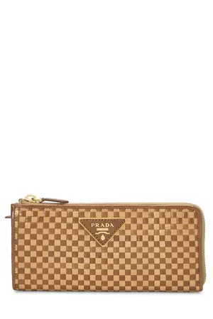 Prada Woven Zip Around Wallet - Brown