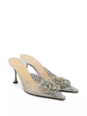 Mach & Mach Carrie Crystal-embellished Floral Applique Mules