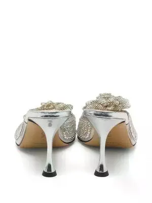 Mach & Mach Carrie Crystal-embellished Floral Applique Mules