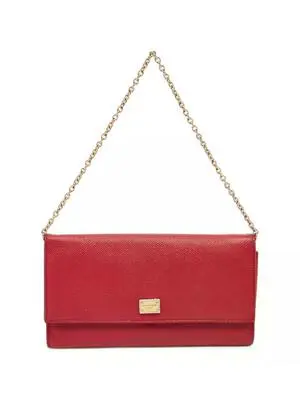 Dolce & Gabbana Logo-plaque Chain-strap Wallet - Red