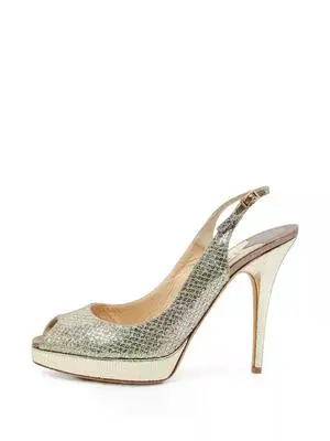 JIMMY CHOO Nova Peep-toe Slingback Sandals - Silver