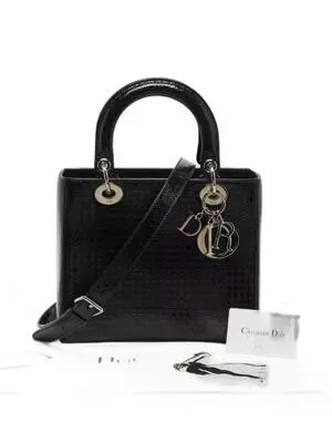 Dior 2016 Medium Lady Microcannage Tote Bag - Black