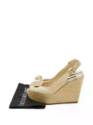 LOUIS VUITTON Gossip Cube Espadrille Wedge Sandals - Neutrals