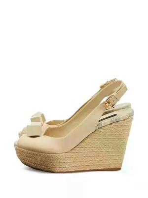 LOUIS VUITTON Gossip Cube Espadrille Wedge Sandals - Neutrals