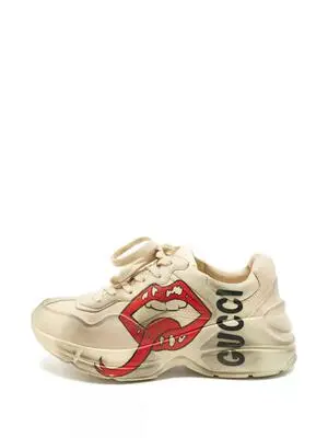 Gucci Rhyton Lace-up Graphic Print Sneakers - Neutrals
