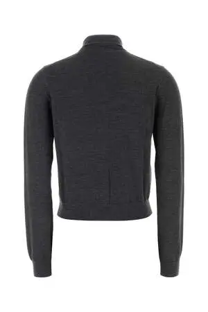 Miu Miu Charcoal Stretch Wool Blend Cardigan