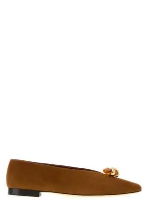 JIMMY CHOO Caramel Suede Margot Ballerinas - Brown
