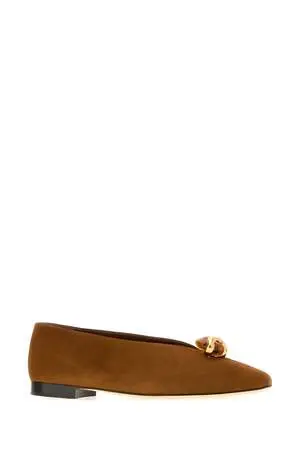JIMMY CHOO Caramel Suede Margot Ballerinas