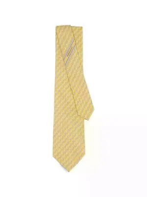FERRAGAMO Gancini Owl-print Tie - Yellow