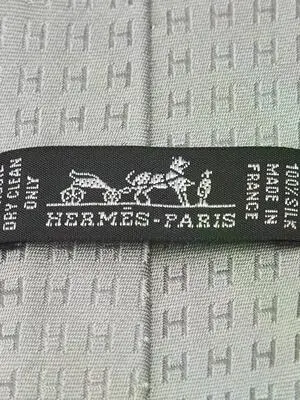 Hermès Façonnée H Monogram Jacquard Tie - Grey
