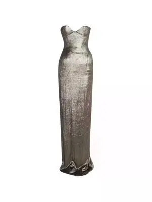 Magda Butrym Strapless Lamé Maxi Dress - Silver