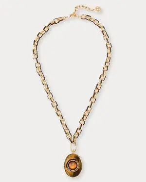 Lilly Pulitzer® Camouflage Catwalk Necklace With Tigers Eye Pendant - Coco Beach