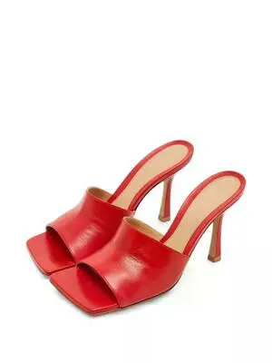 Bottega Veneta Stretch Square-toe High Heel Sandals - Red
