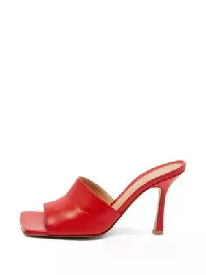 Bottega Veneta Bottega Veneta Stretch Square-Toe High Heel Sandals Red