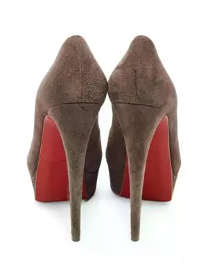 CHRISTIAN LOUBOUTIN Suede Peep Toe Platform Stiletto Pumps