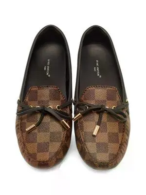 LOUIS VUITTON Gloria Damier Ebene Loafers