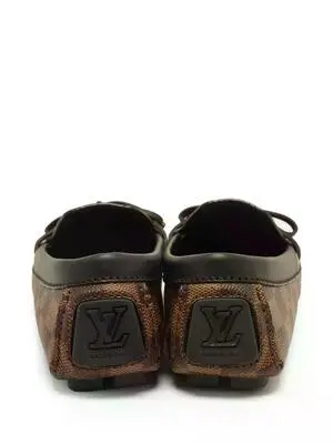 LOUIS VUITTON Gloria Damier Ebene Loafers - Brown