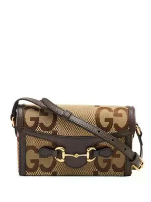 Gucci Horsebit 1955 Jumbo Gg Canvas Cross Body Bag - Neutrals
