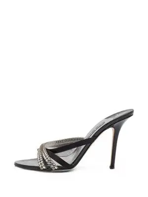 GINA Crystal-embellished Satin Sandals - Black